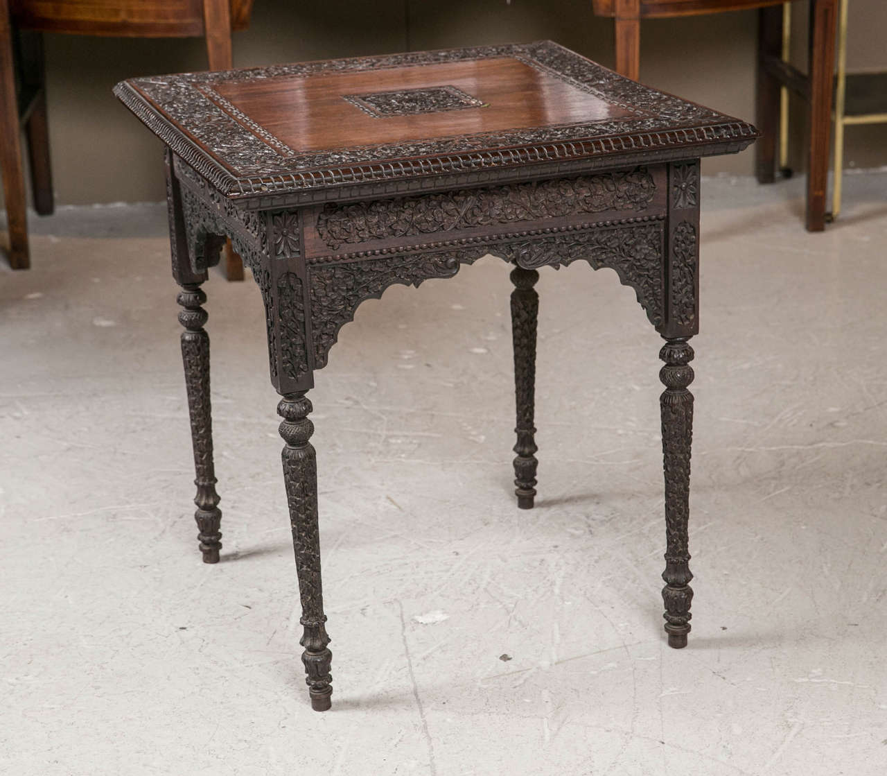 Anglo Indian Carved Rosewood Table at 1stDibs