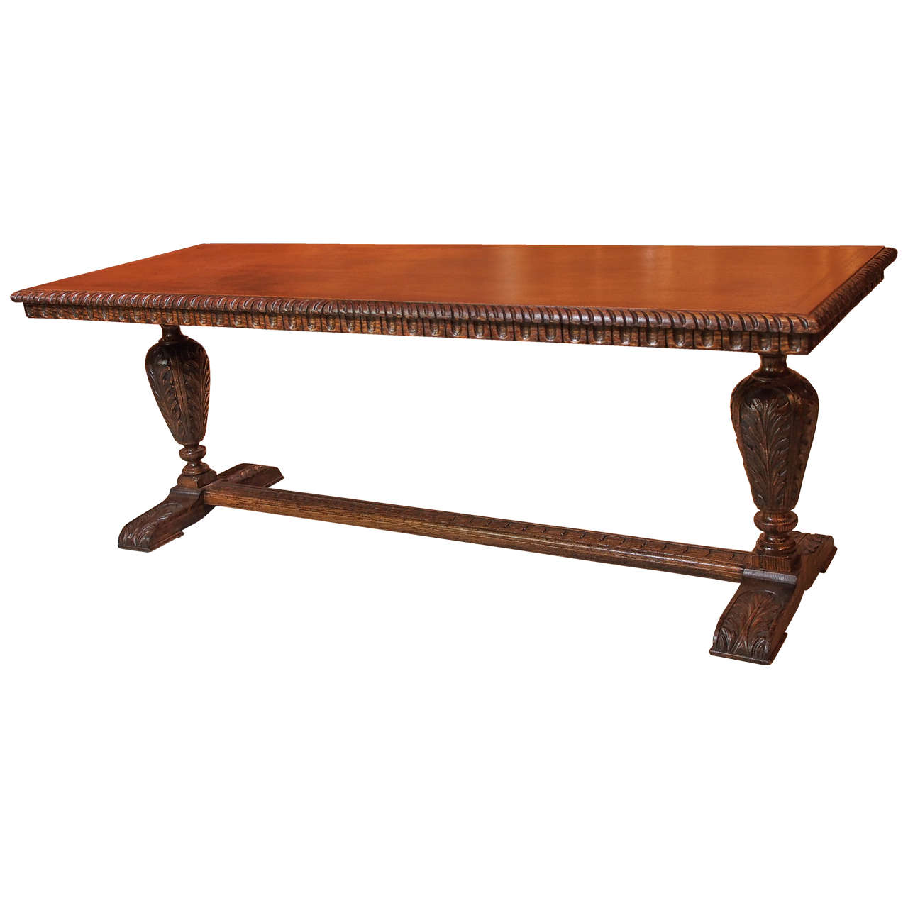 Antique 19th Century English Oak Trestle Table at 1stDibs