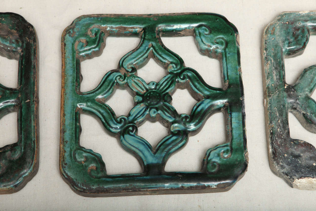 green glazed Chinese ceramic garden wall tiles at 1stDibs