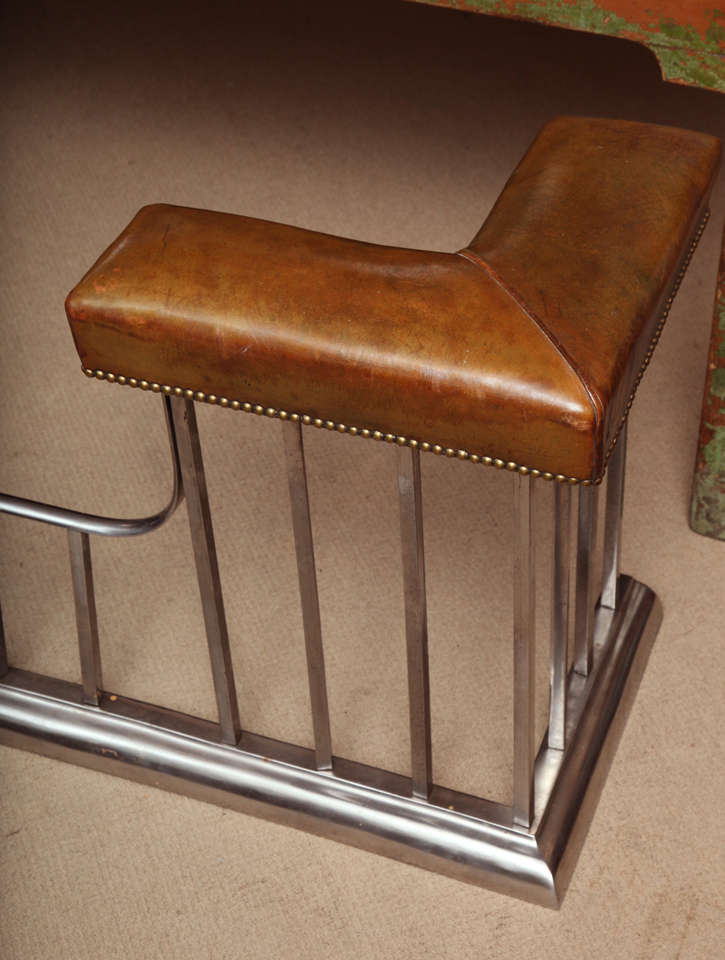 English Regency Polished Steel Fire Fender with Leather Top at 1stDibs