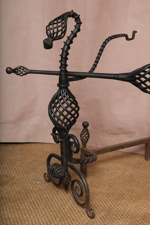 Pair of Arts and Crafts Wrought Iron Andirons For Sale at 1stDibs