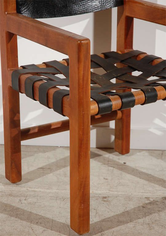 Pair of Northern CA handmade leather strapped chairs at 1stDibs