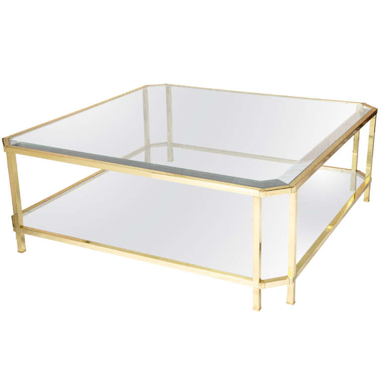 A Square Two Deck Coffee Table For Sale at 1stDibs