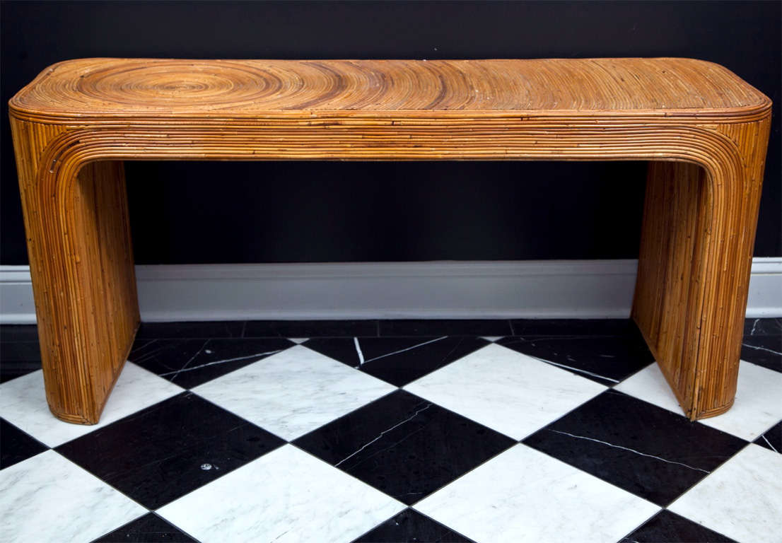 Circular Rattan Design Waterfall Console Table at 1stDibs
