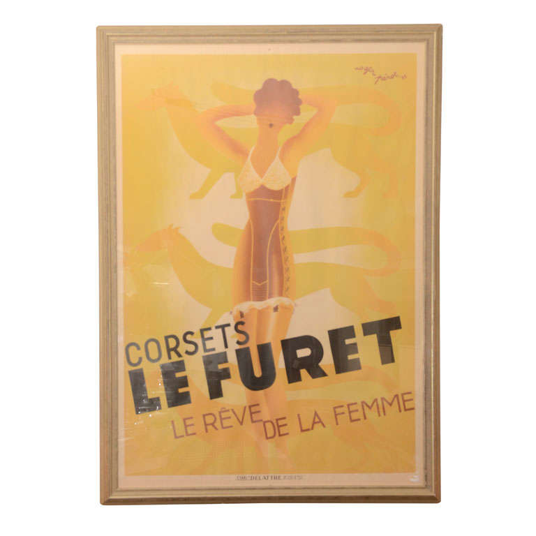 "Corsets le Furet" Color Lithograph by Roger Perot at 1stDibs