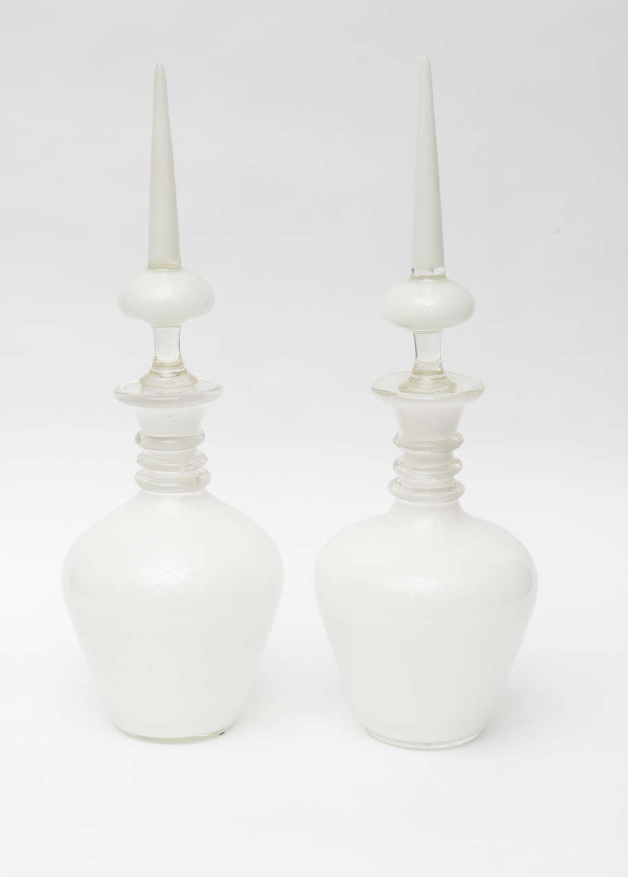 Fine Pair Italian Glass Decanters, Seguso, Murano For Sale at 1stDibs
