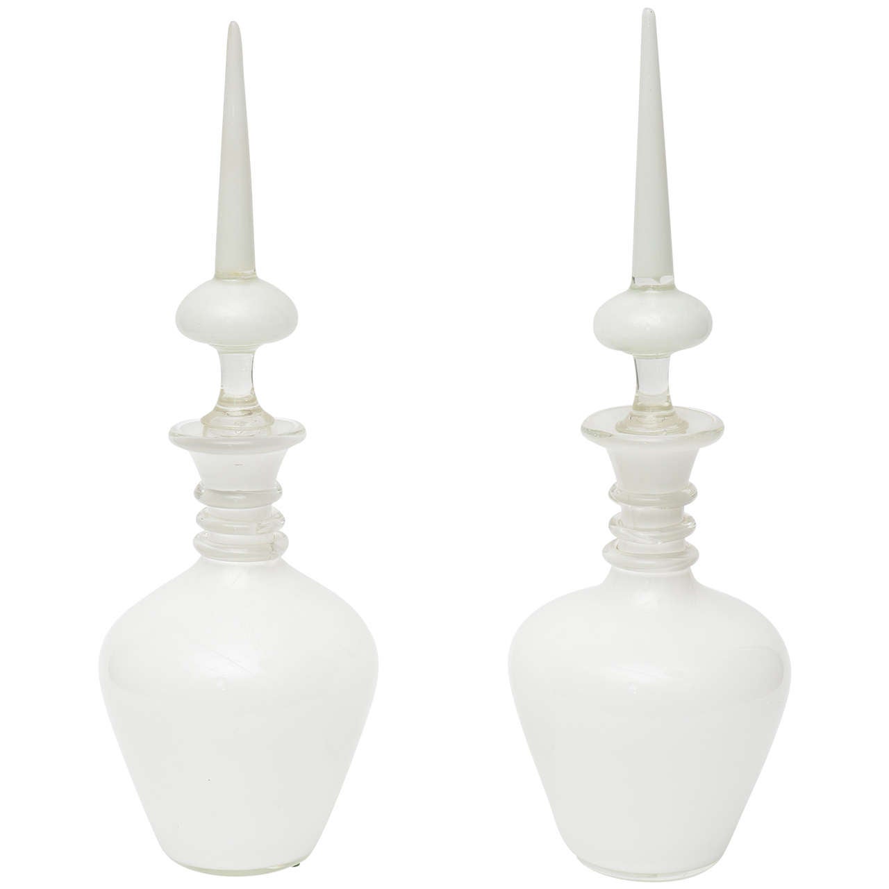 Fine Pair Italian Glass Decanters, Seguso, Murano For Sale at 1stDibs