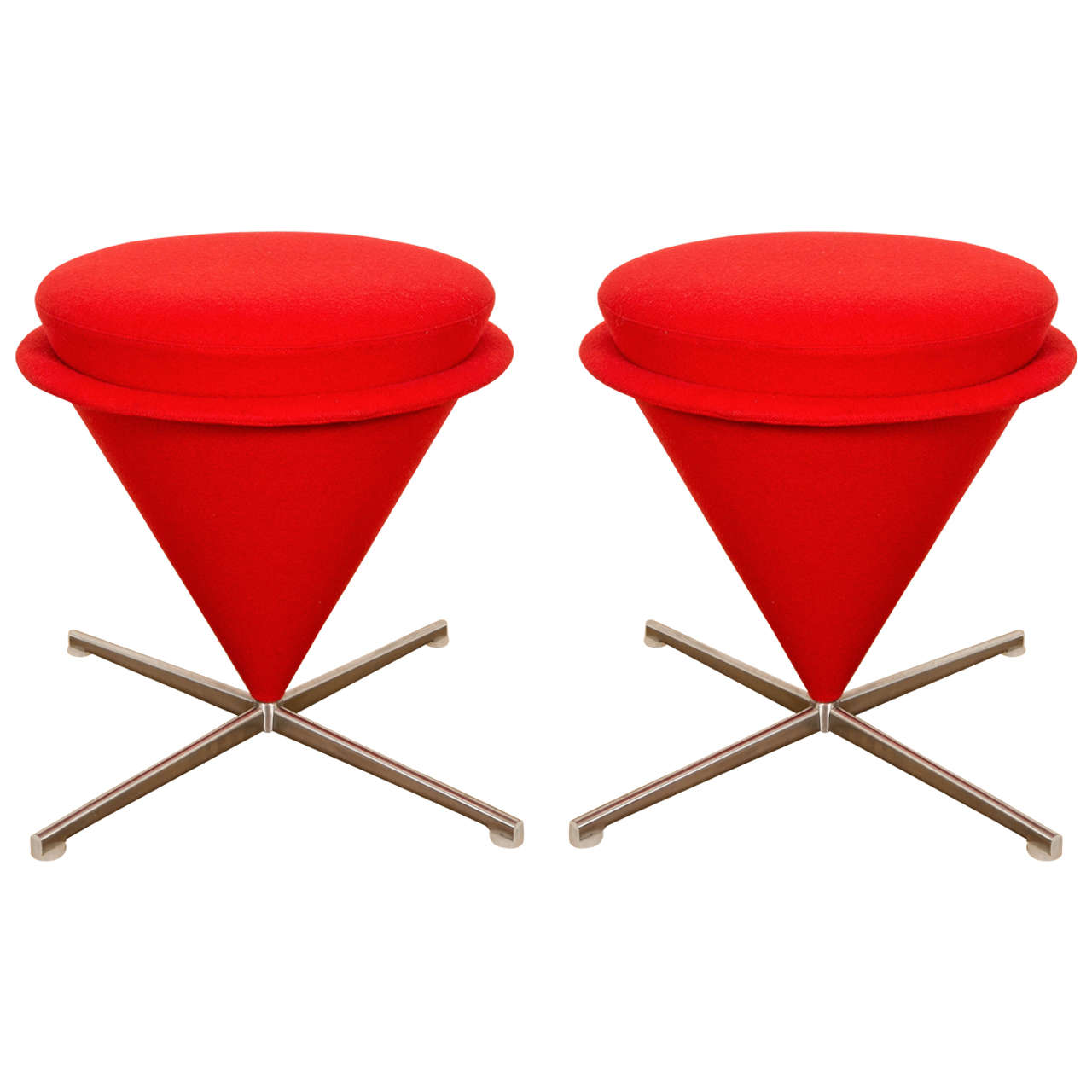 Pair of “K3 Cone (Foot) Stools,” by Verner Panton, Model from 1958-1959 ...