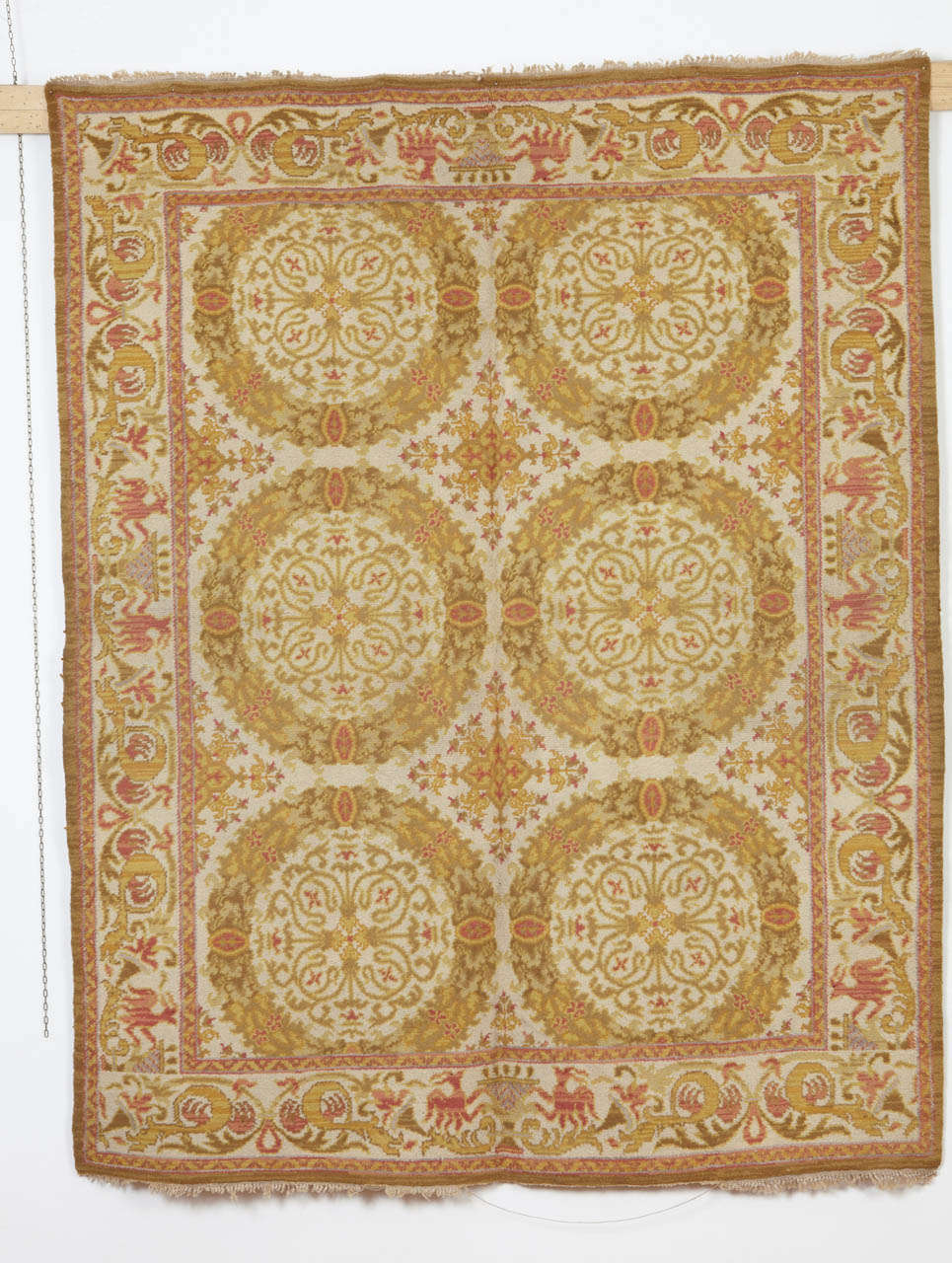 Vintage Spanish Cuenca Rug with Renaissance Wreath Pattern For Sale at ...