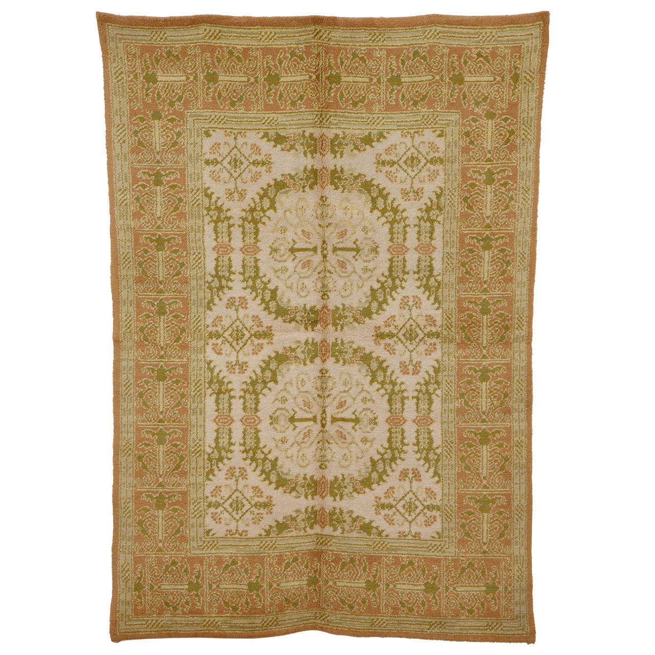 Vintage Spanish Cuenca Rug with Renaissance Wreath Pattern For Sale at ...