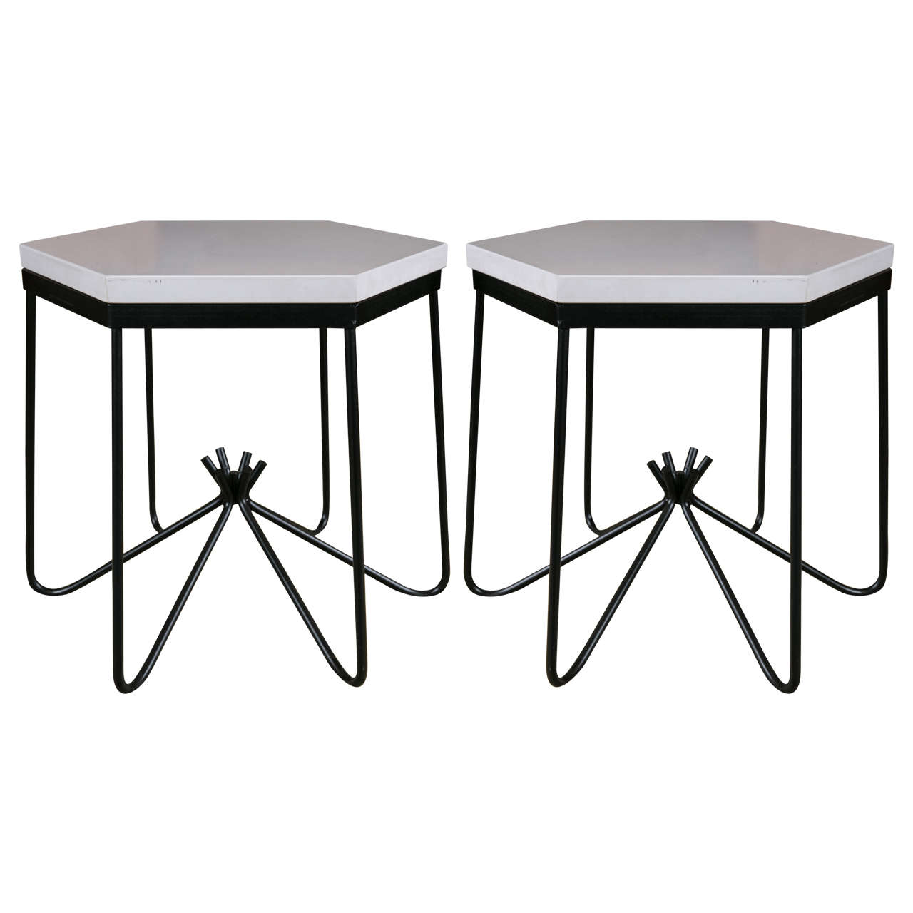 Pair of Mid-Century Hexagonal Side Tables For Sale at 1stDibs