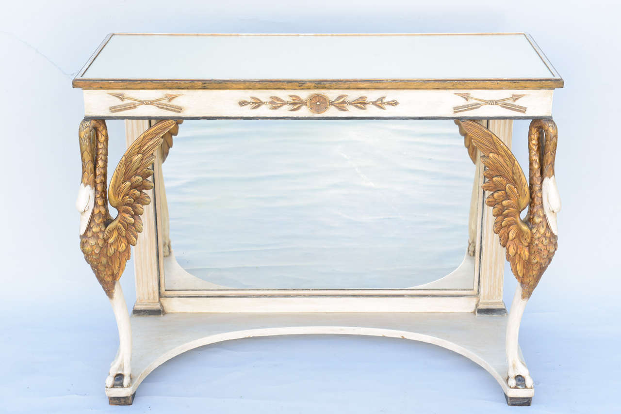Painted and Parcel-Gilt Pier Table with Mirrored Top For Sale at 1stDibs