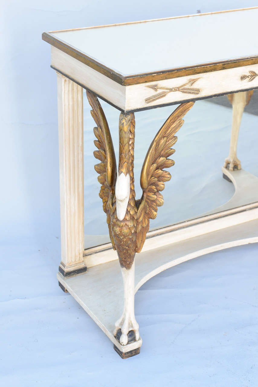 Painted and Parcel-Gilt Pier Table with Mirrored Top For Sale at 1stDibs