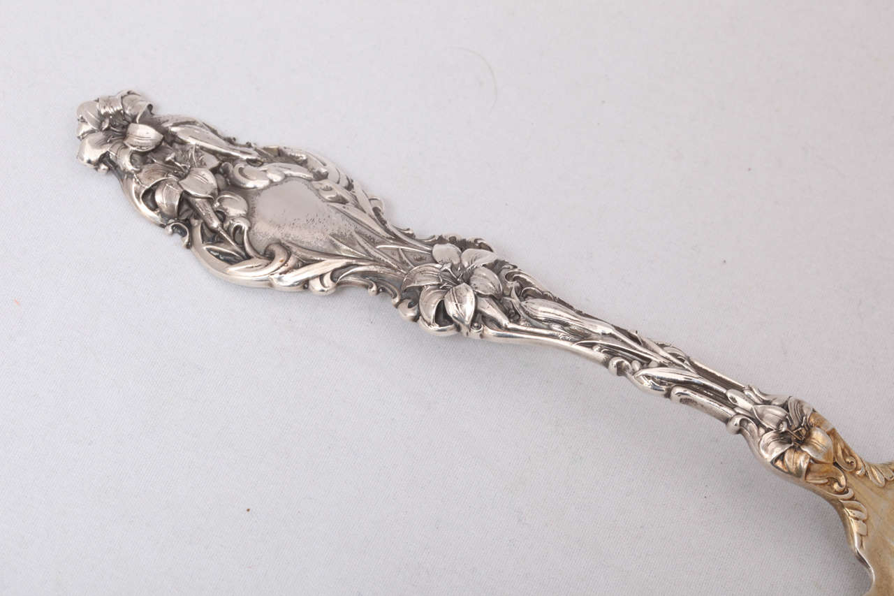 Large Art Nouveau Sterling Silver Whiting "Lily" Serving Spoon at ...