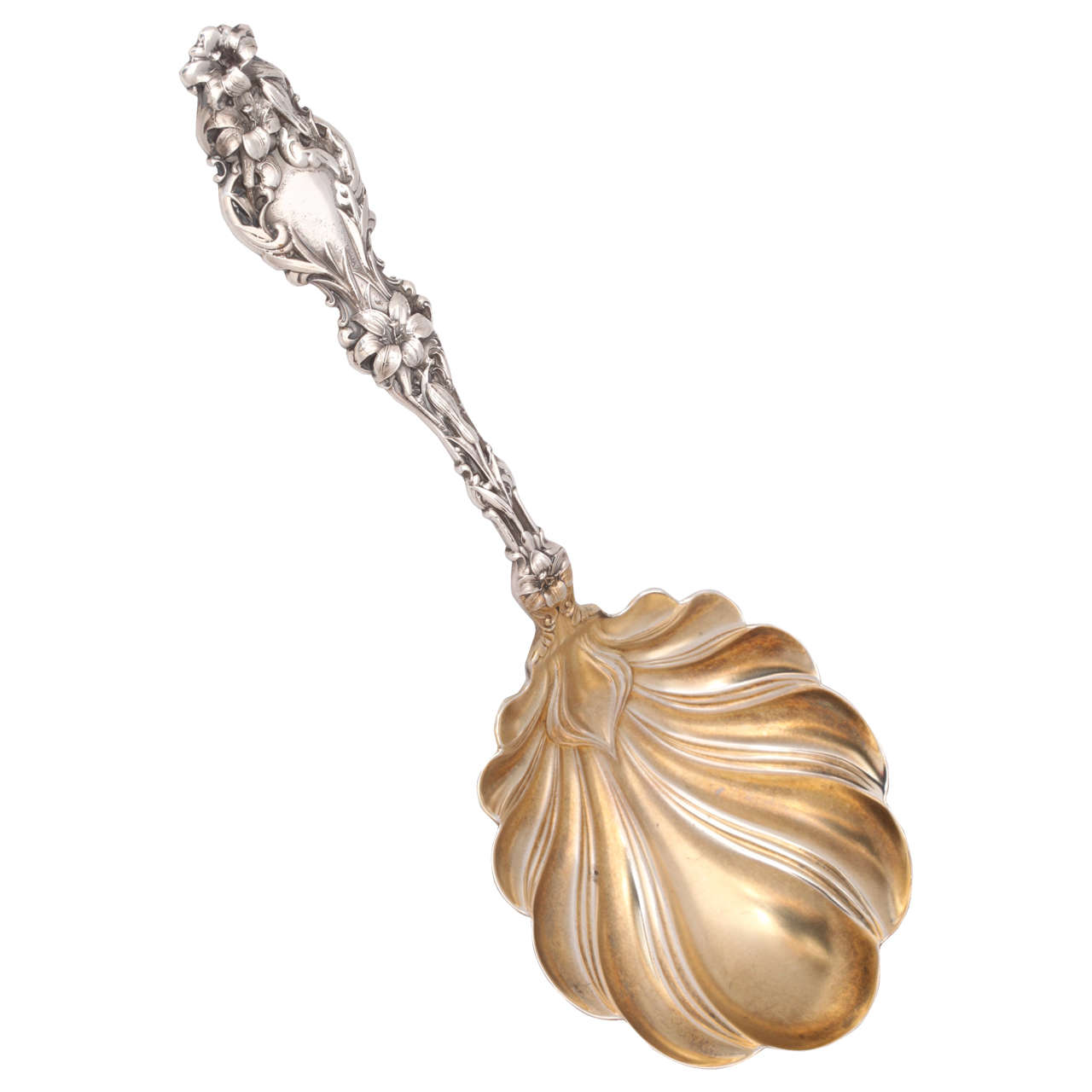 Large Art Nouveau Sterling Silver Whiting "Lily" Serving Spoon at ...