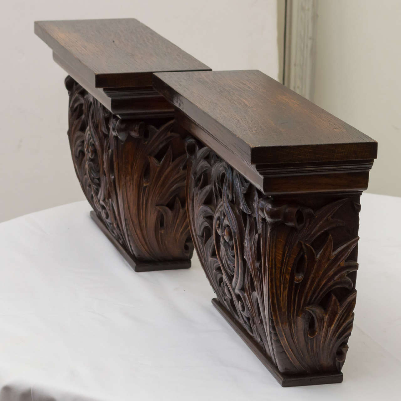 Pair of Late 19th Century American Oak Wall Brackets at 1stDibs