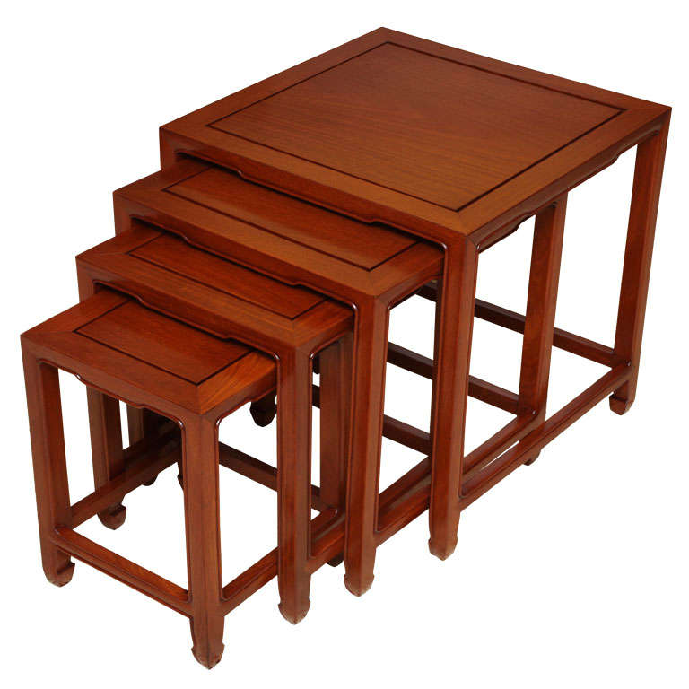 Exquisite Baker Far East Style Teak Nesting Tables Set of 4 at 1stDibs ...