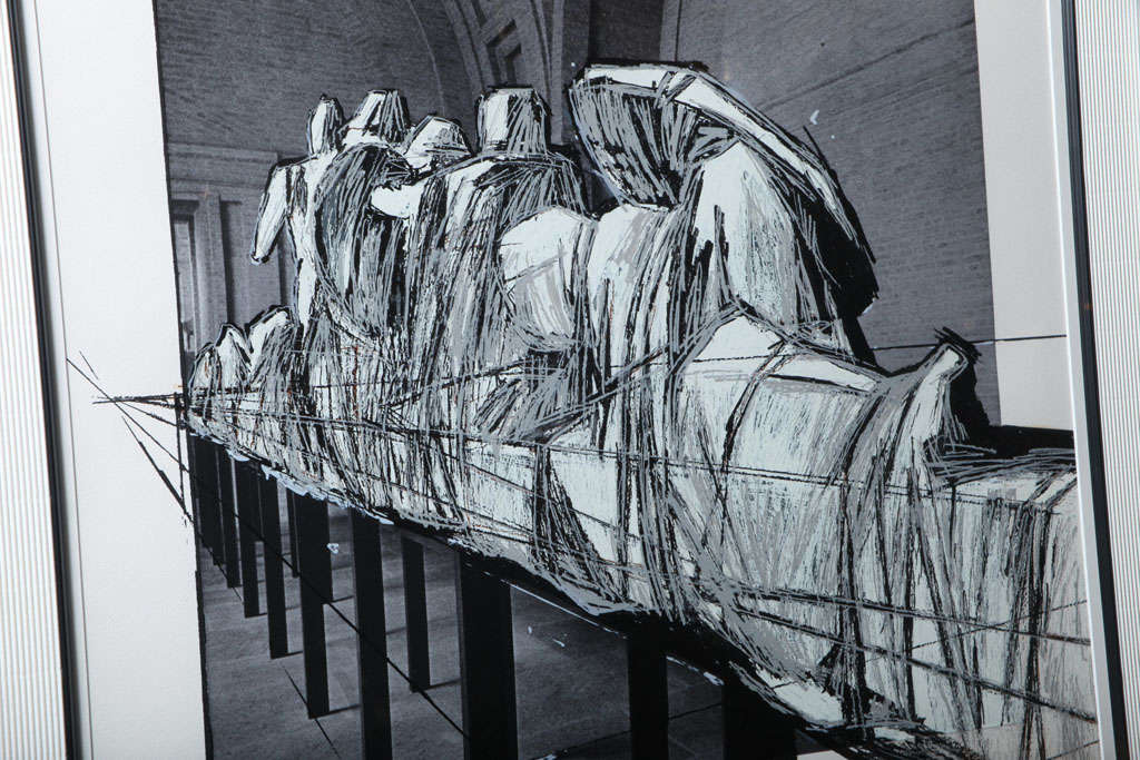 Christo "Wrapped Statues" Silkscreen/Photo-Collage, circa 1988 at 1stDibs