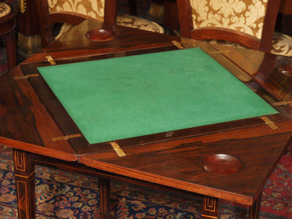 Antique English Rosewood Handkerchief Table with Superb Inlay at 1stDibs