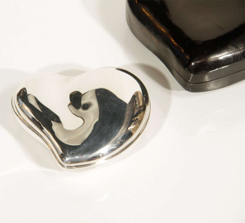 Elsa Peretti, Tiffany and Co. Sterling, Leather Heart Shaped Boxes For ...