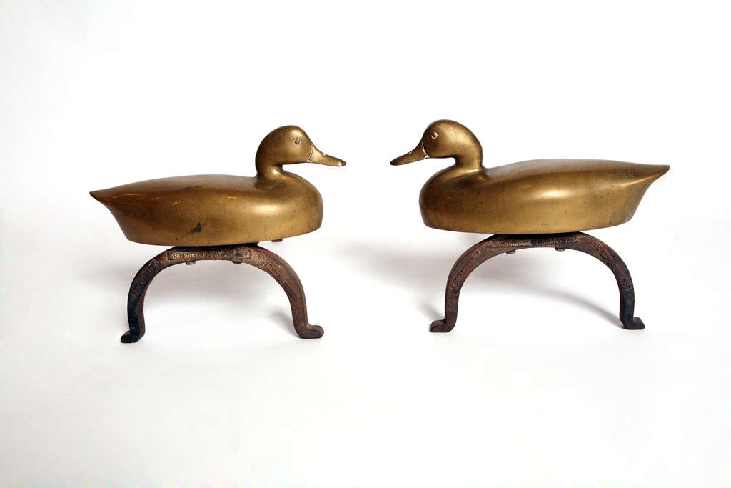 Brass Duck Andirons at 1stDibs