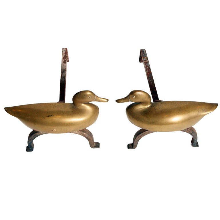 Brass Duck Andirons at 1stDibs