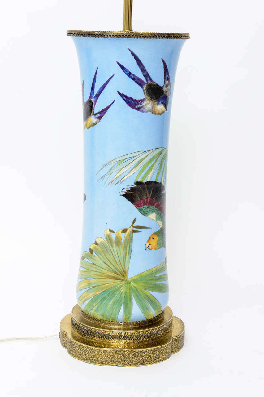 Pair of Ceramic Lamps with Bird Motif at 1stDibs