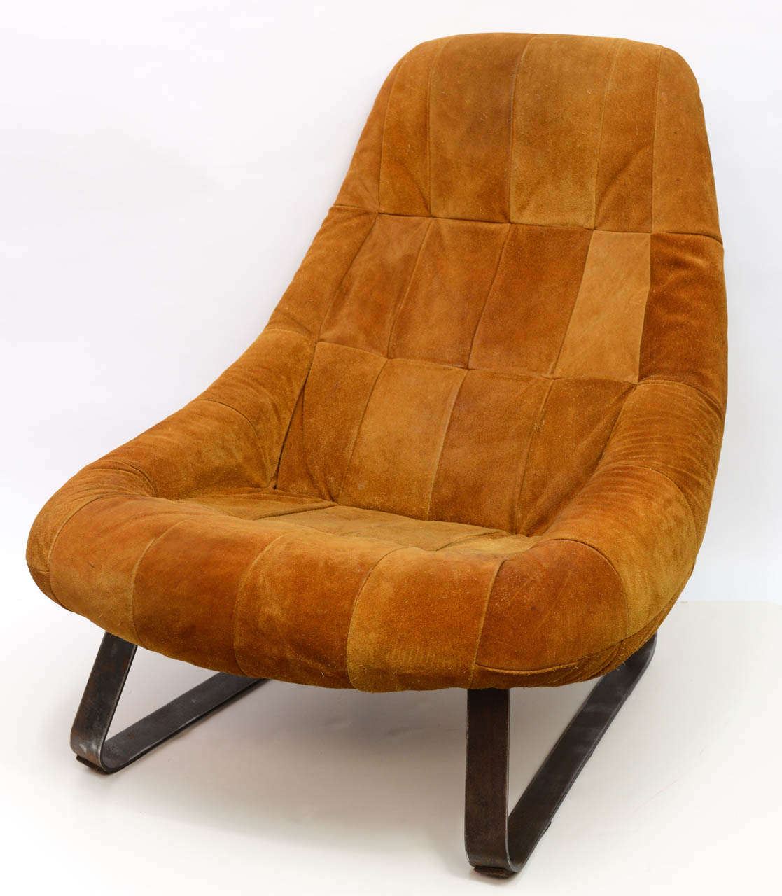 1970s Suede Scoop Lounge Chair at 1stDibs