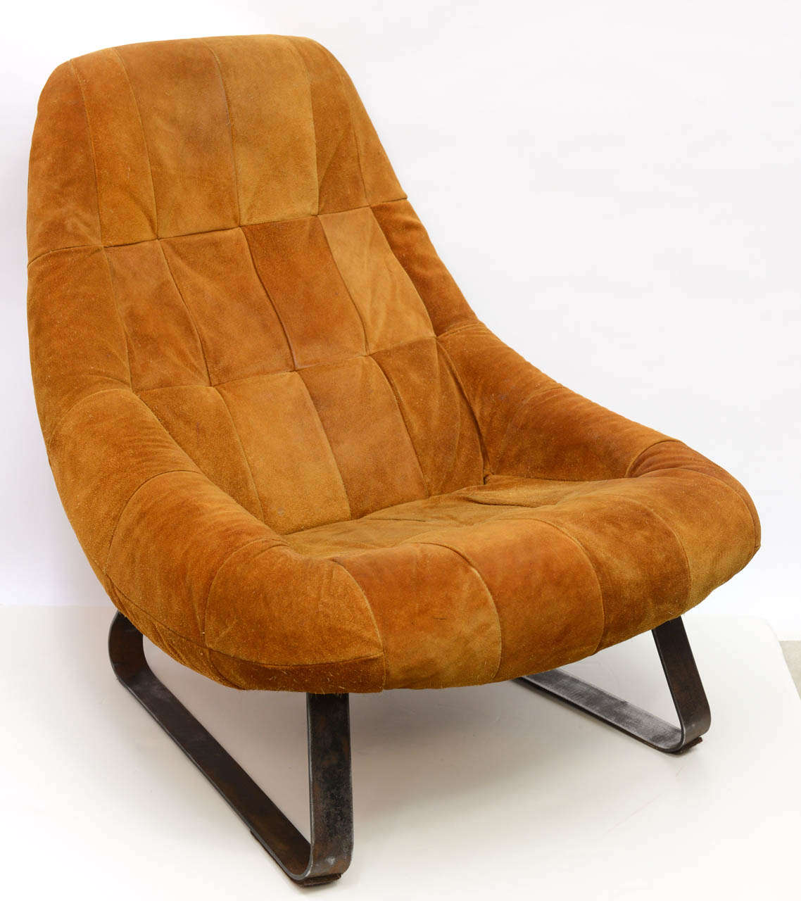 1970s Suede Scoop Lounge Chair at 1stDibs