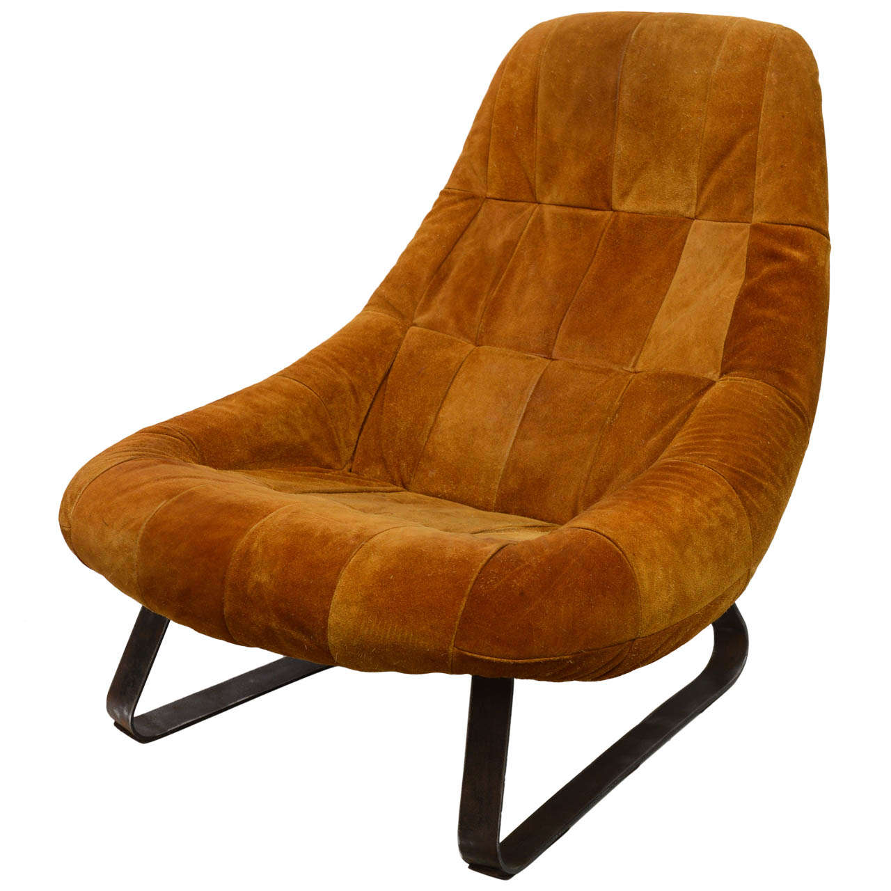1970s Suede Scoop Lounge Chair at 1stDibs