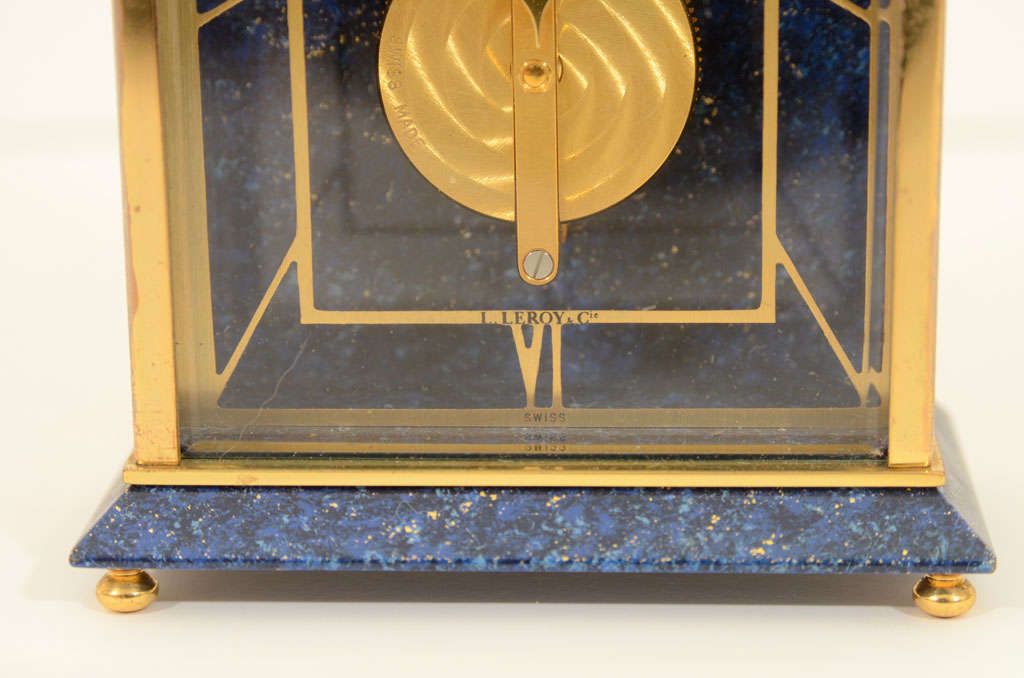 Jaeger-LeCoultre Gilt and Faux Lapis Desk Clock at 1stDibs
