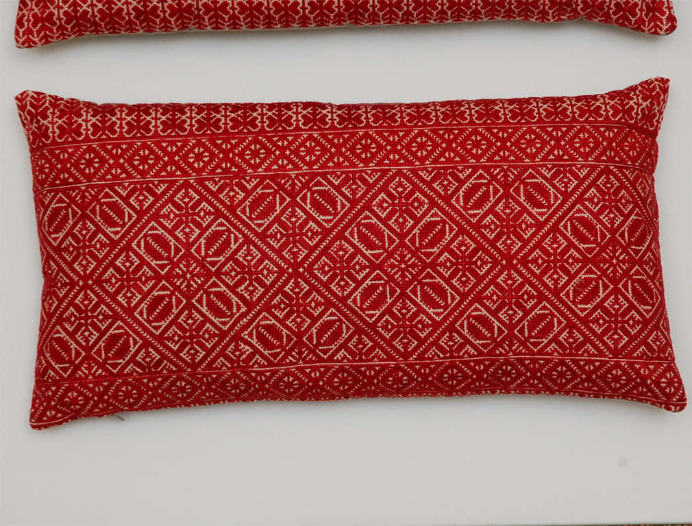 Pr. of Vintage Moroccan Fez Embroidery Pillows. at 1stDibs