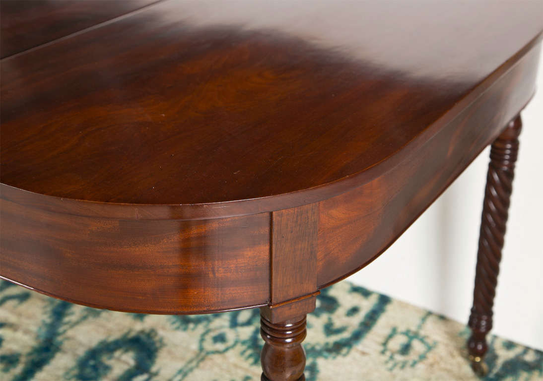 19th c Sheraton Mahogany Spiral Turned Leg Dining Table at 1stDibs