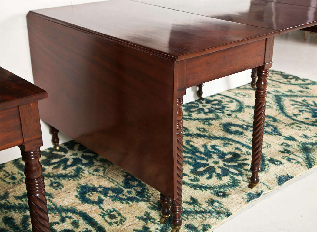 19th c Sheraton Mahogany Spiral Turned Leg Dining Table at 1stDibs