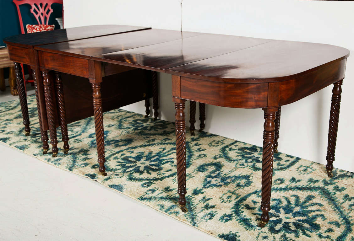 19th c Sheraton Mahogany Spiral Turned Leg Dining Table at 1stDibs