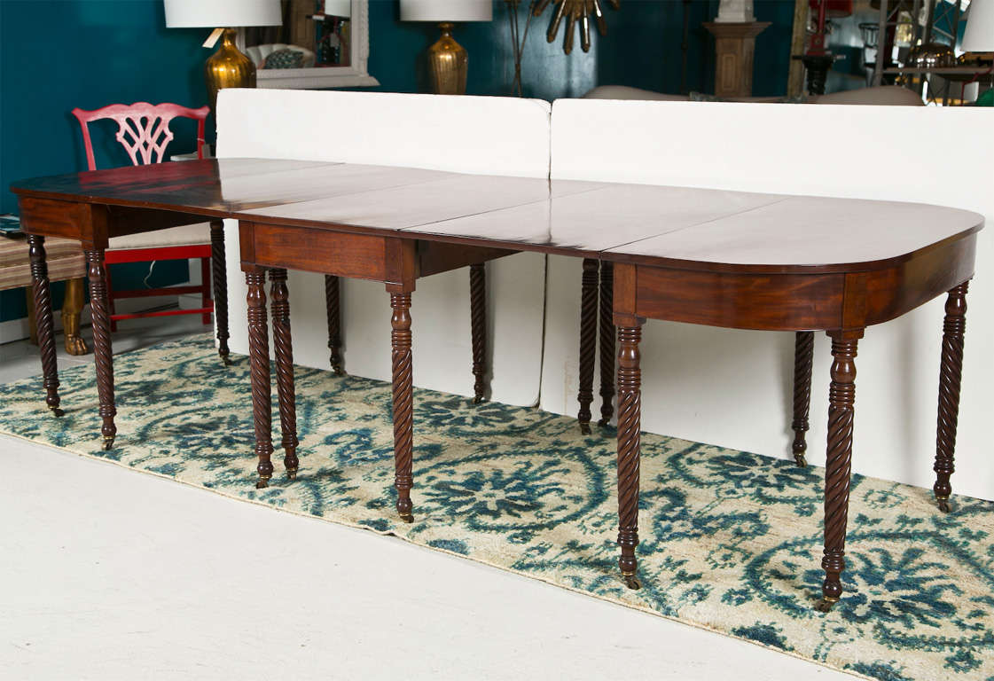 19th c Sheraton Mahogany Spiral Turned Leg Dining Table at 1stDibs