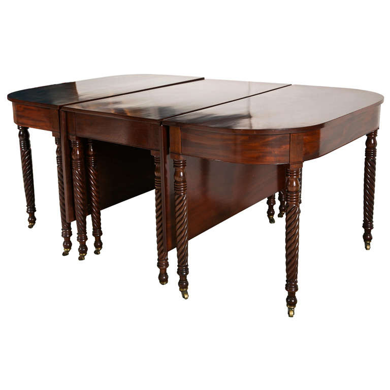 19th c Sheraton Mahogany Spiral Turned Leg Dining Table at 1stDibs