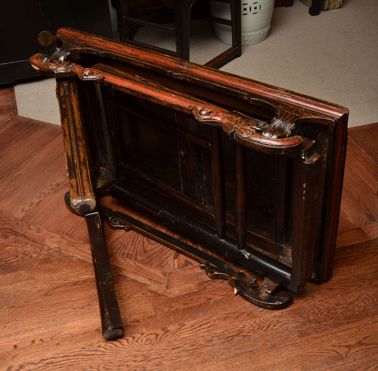 Mid-19th Century Q'ing Dynasty Collapsable Side Table with Weaponry ...