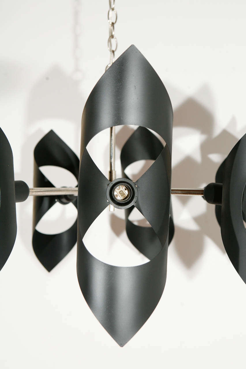 Black and Chrome 1970s Chandelier at 1stDibs