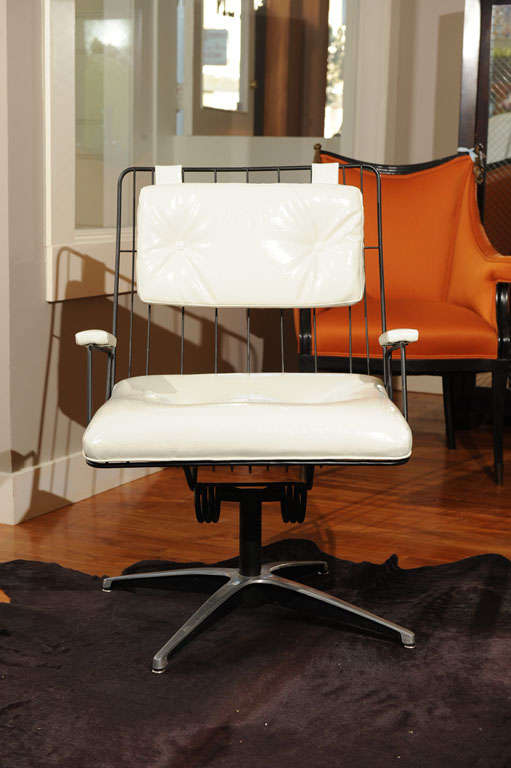 Vintage Metal-Frame Swivel Chair at 1stDibs
