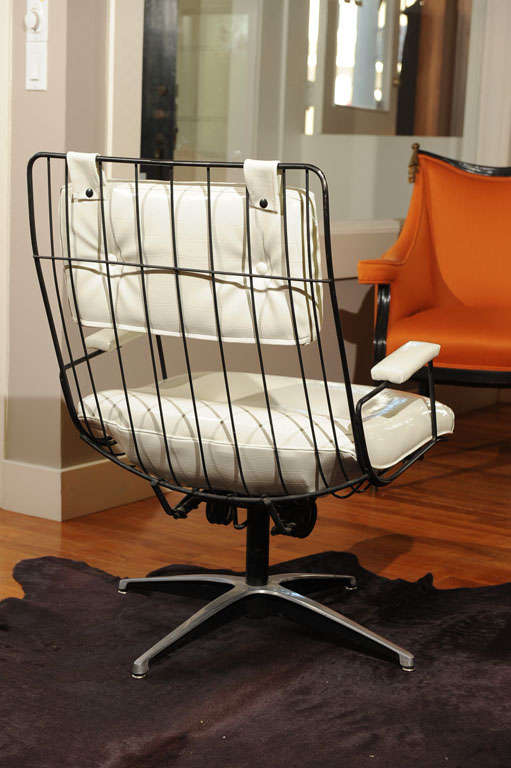 Vintage Metal-Frame Swivel Chair at 1stDibs