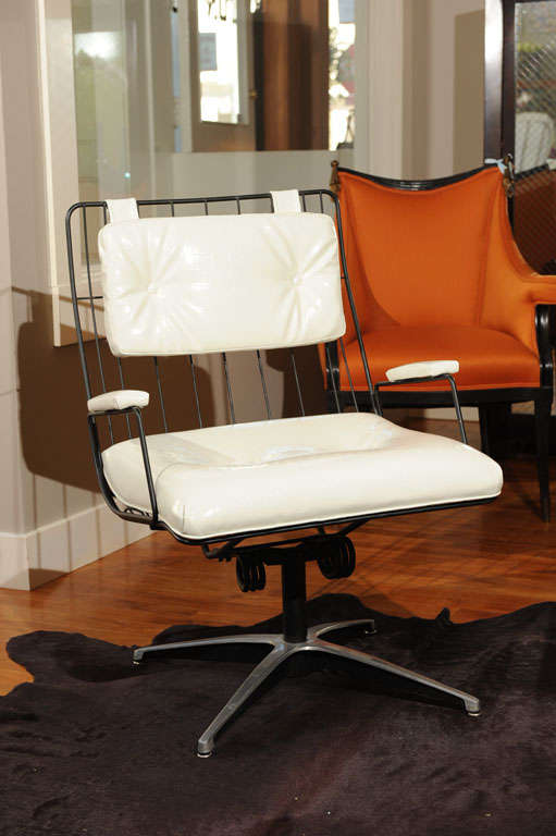 Vintage Metal-Frame Swivel Chair at 1stDibs
