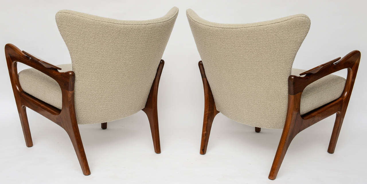 Pair of Low Wing Back Lounge Chairs by Adrian Pearsall at 1stDibs