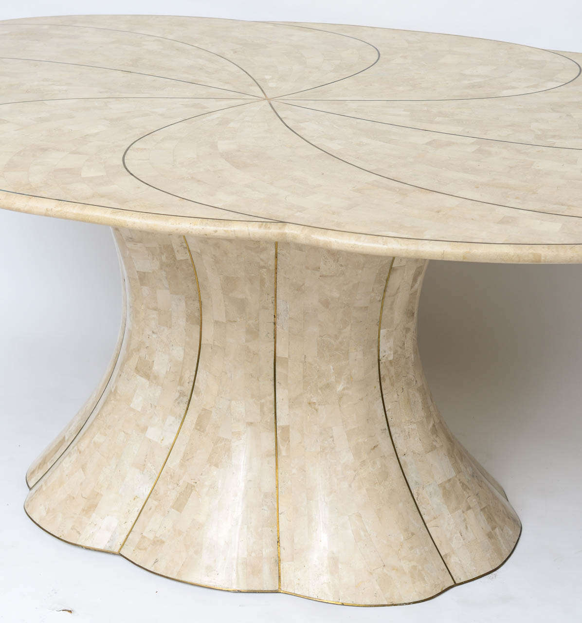 Maitland Smith Tessellated Stone Dining Table with Brass Inlays at 1stDibs