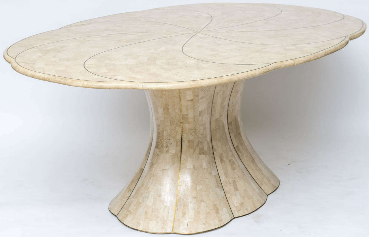 Maitland Smith Tessellated Stone Dining Table with Brass Inlays at 1stDibs