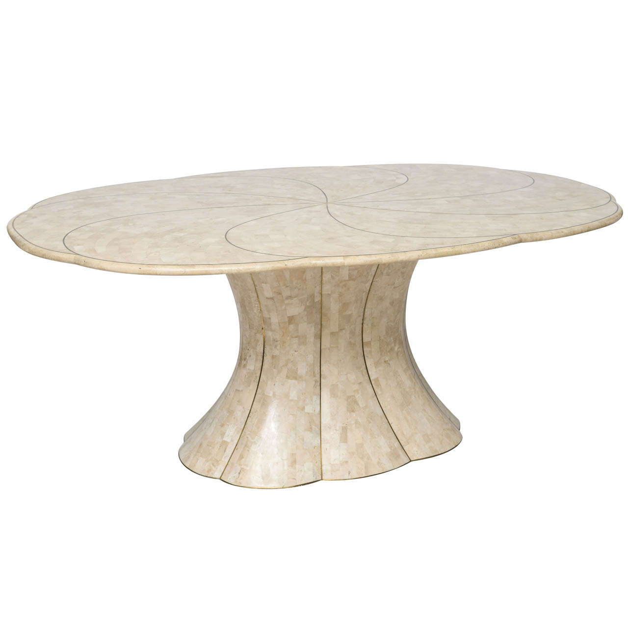 Maitland Smith Tessellated Stone Dining Table with Brass Inlays at 1stDibs