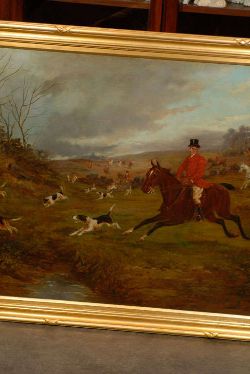 Large English Hunt Scene Painting at 1stDibs