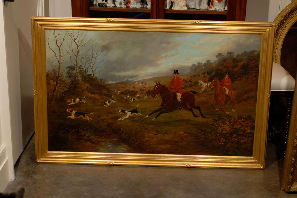 Large English Hunt Scene Painting at 1stDibs