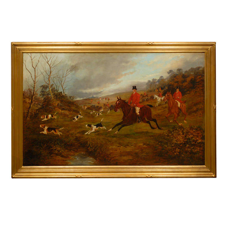 Large English Hunt Scene Painting at 1stDibs