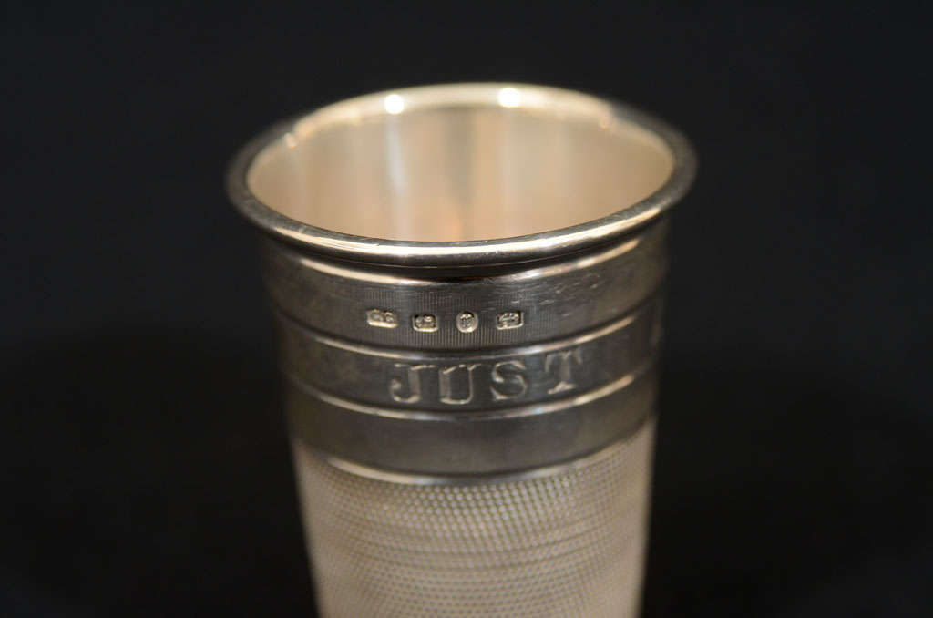 English Sterling Silver "Just A Thimble Full" Shot Cup at 1stDibs